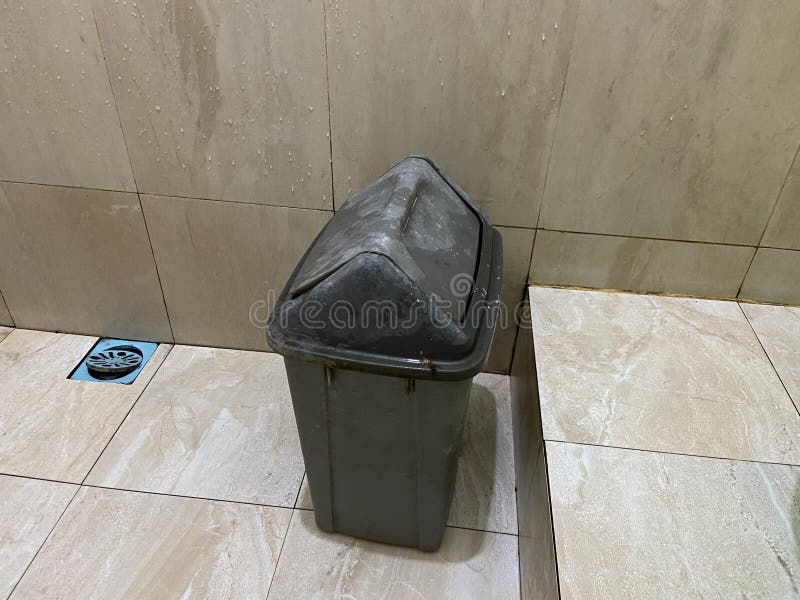 A Small Trash Can is Located in the Bathroom Stock Photo - Image of ...