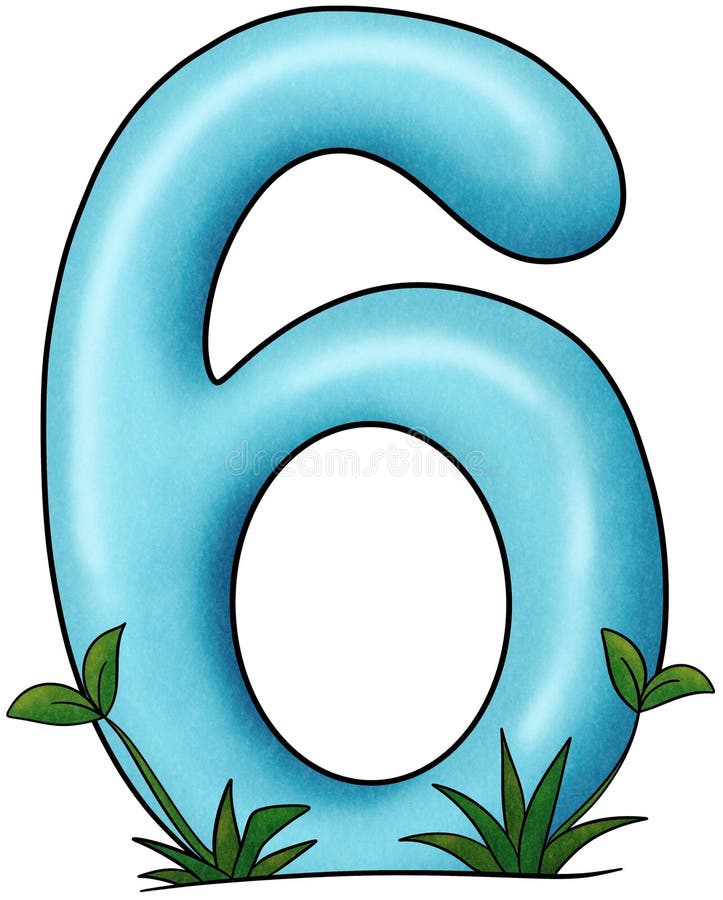 Blue Number 6 with Small Trees Stock Photo - Illustration of theme ...