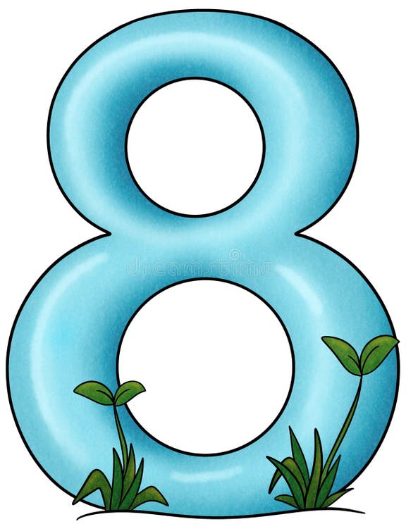 Blue Number 8 with Small Trees Stock Photo - Illustration of sapling ...
