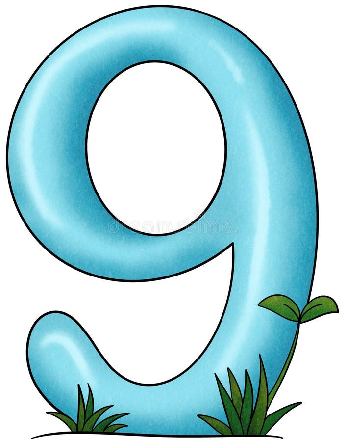 Blue Number 9 with Small Trees Stock Image - Illustration of trees ...