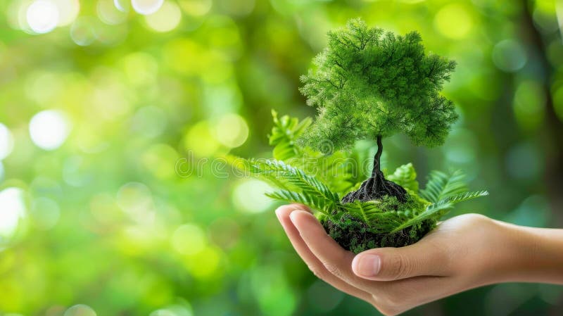 Small Tree with Be Word on Green Leaves in Hand, Environmental and ...