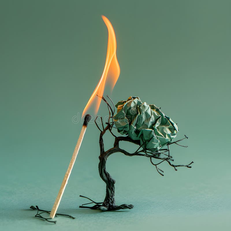 A Small Tree Catches Fire from a Big Match, a Fire in the Forest, the ...