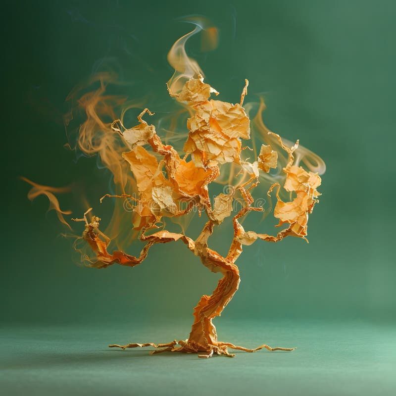 Small Tree Catches Fire from a Big Match, a Fire in the Forest, Concept ...