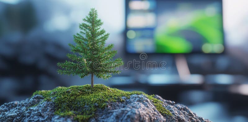 The Small Tree on the Desktop is a Symbol of Growth and Productivity ...