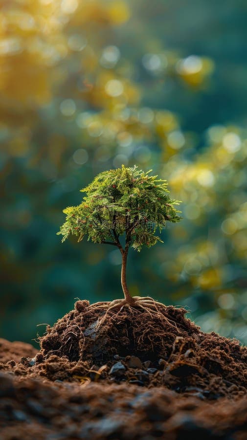 A Small Tree Grows from a Mound of Dirt, Showcasing Nature S Resilience ...
