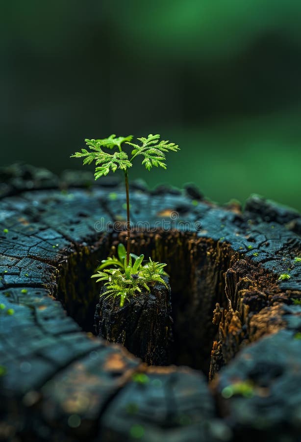 Small Tree is Growing on Dead Tree Stump the Concept of New Life and ...
