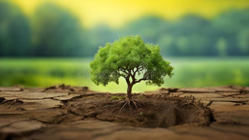 A Small Tree is Growing from Mud Stock Illustration - Illustration of ...