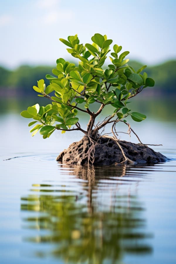A Small Tree Growing Out of a Rock in the Water. Suitable for Nature ...