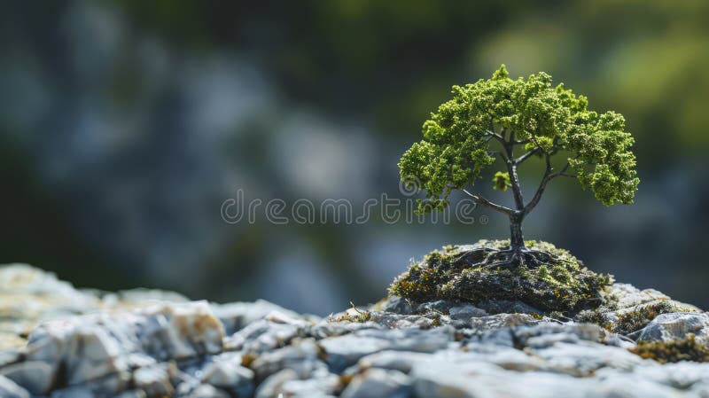 Small Tree Growing on Rocky Cliffside in Sunny Daytime Stock Image ...