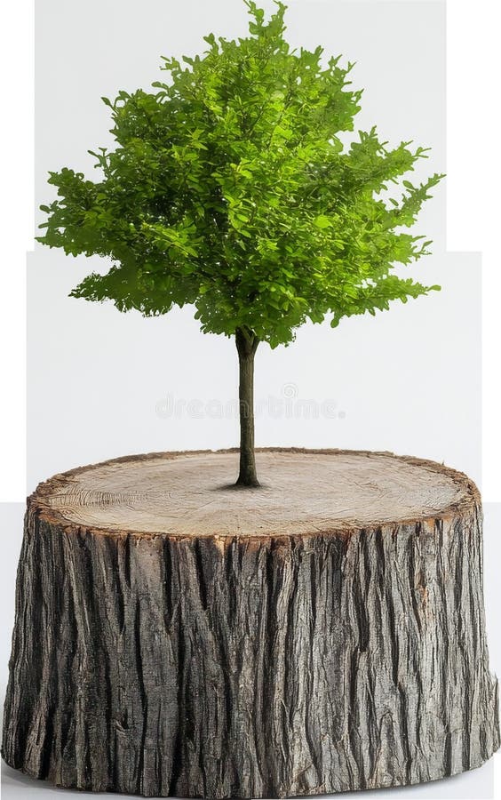Small Tree Growing on a Tree Stump, Isolated Concept Stock Image ...