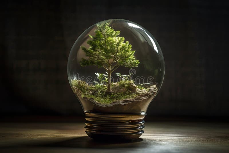 A Small Tree Grows in an Electric Light Bulb, the Concept of Green ...