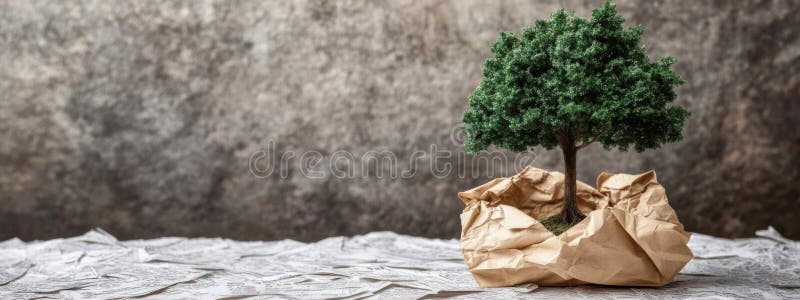 Small Tree Grows from Paper Bag and Symbolizes Growth, Earth Day and ...