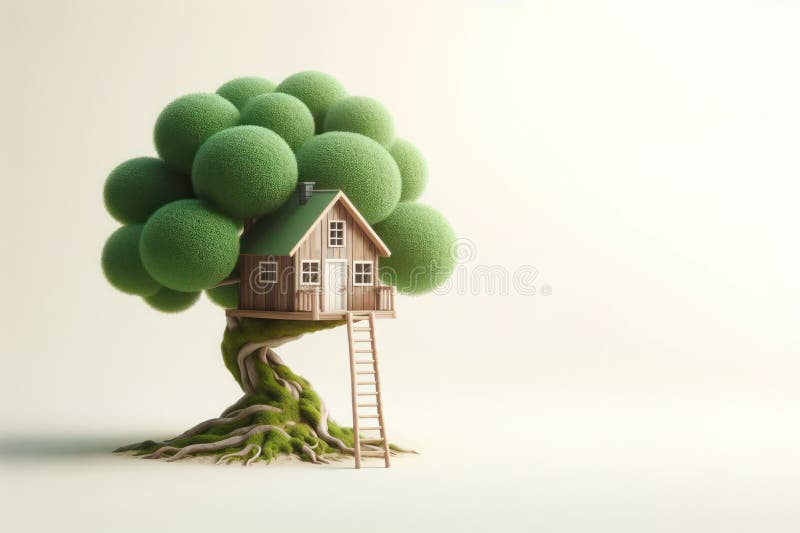 A Small Tree House. Space for Text. Stock Photo - Image of green ...