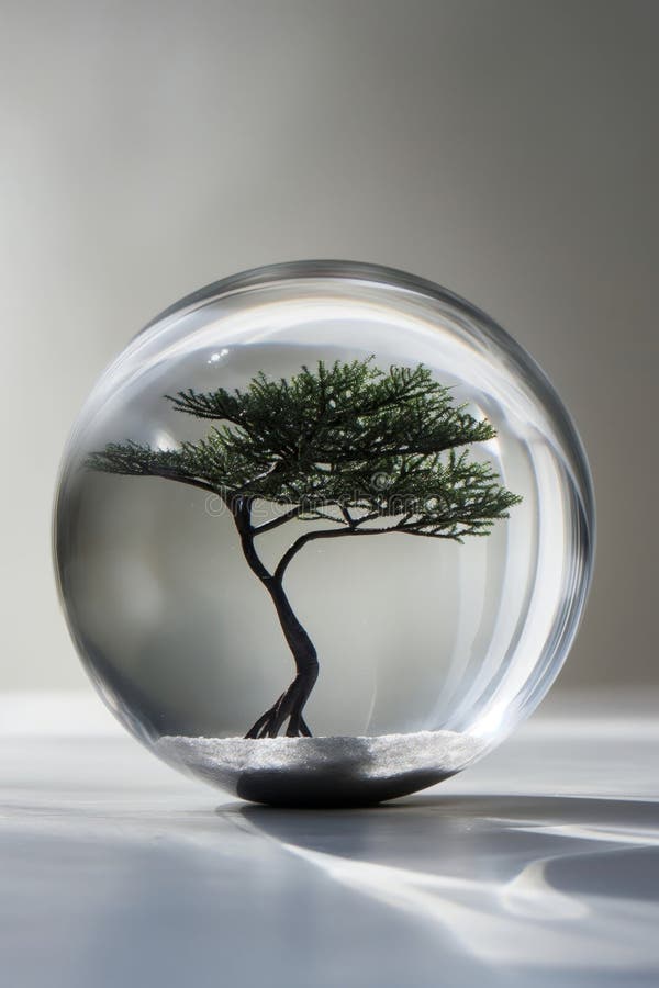 A Small Tree is Inside a Clear Glass Sphere Stock Photo - Image of ...