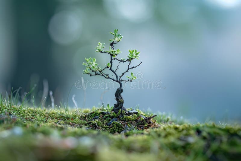 A Small Tree Sits on Top of a Moss-covered Ground, Providing Shade and ...