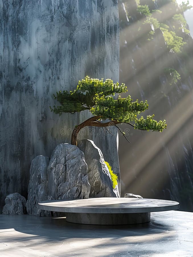 A Small Tree is Sitting on a Stone Bench Stock Photo - Image of stone ...