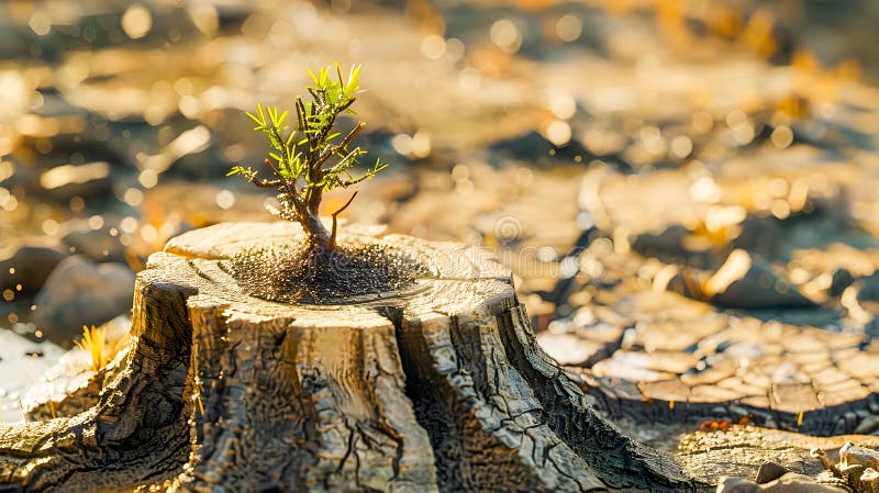 Small Tree Sprouting from a Fallen Stump Stock Illustration ...