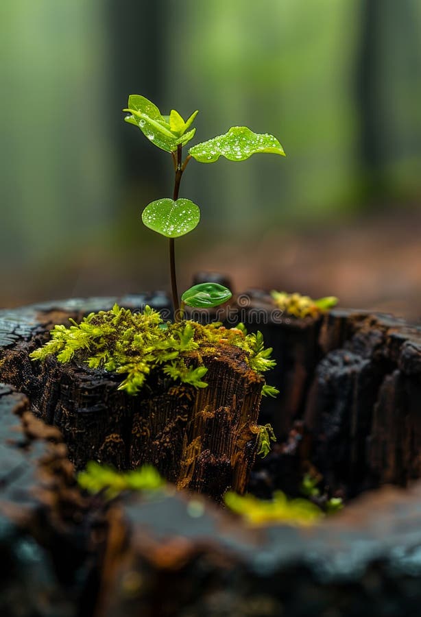 A Small Tree with Leaves is Growing in the Snow Stock Photo - Image of ...