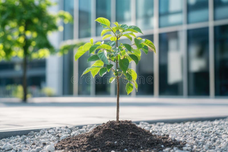 A Small Tree Sprouts from a Pile of Dirt, Symbolizing New Life and ...