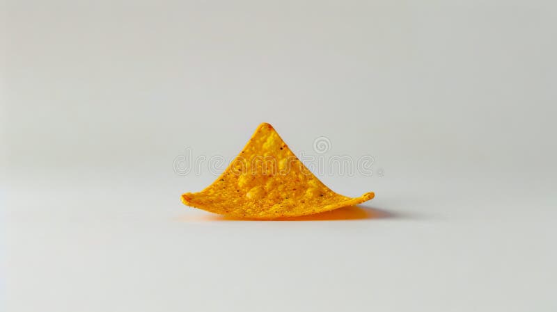 A Small Triangle of Yellow Tortilla Chips on a White Surface Stock ...