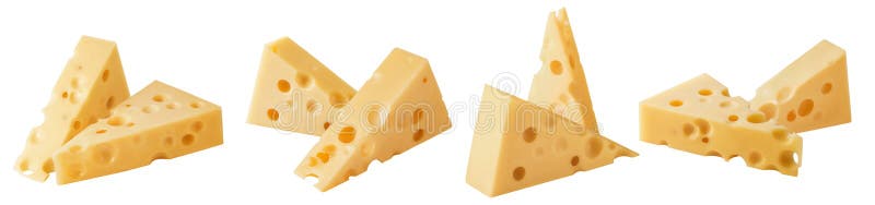 Small Triangular Cheese Pieces Isolated on White Background Stock Image ...