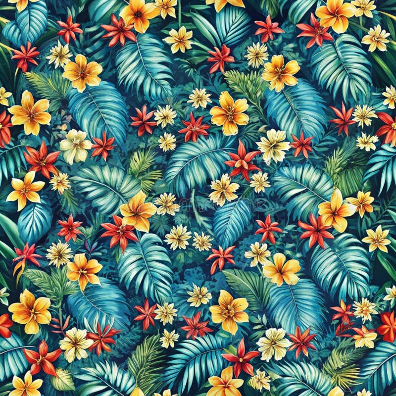 Small Tropical Patterns for Hawaiian Shirts Stock Illustration ...