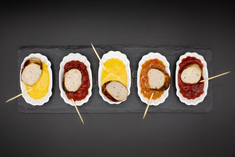 Sauces and dips on a plate stock image. Image of plate - 23987691