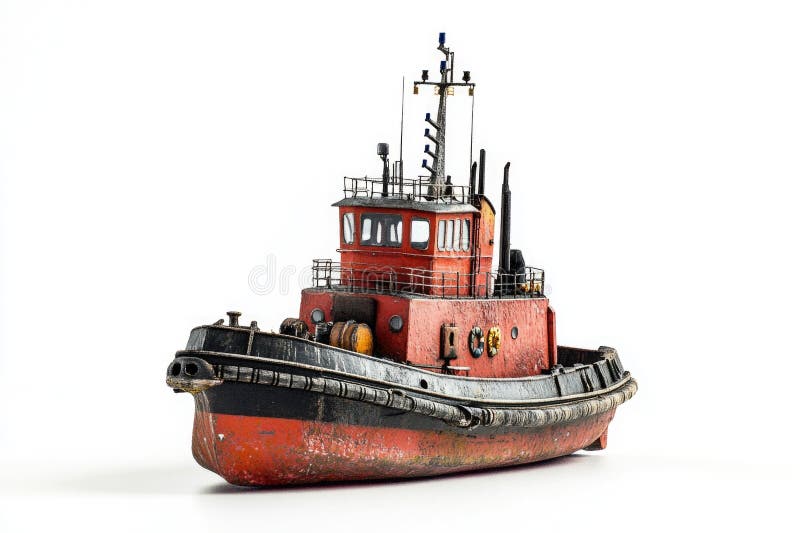A Small Tugboat with a Distinctive Red and Black Color Scheme Sitting ...