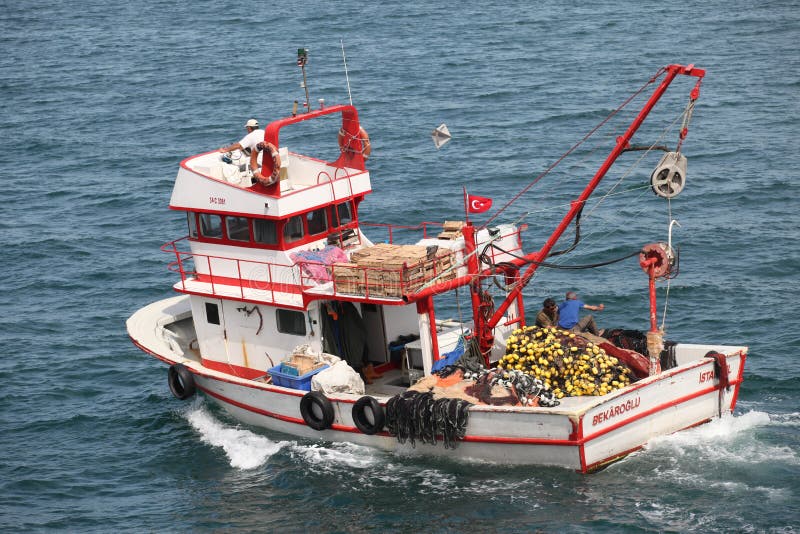 Small Turkish Fishing Boat on Bosphorus. Editorial Image - Image of ...