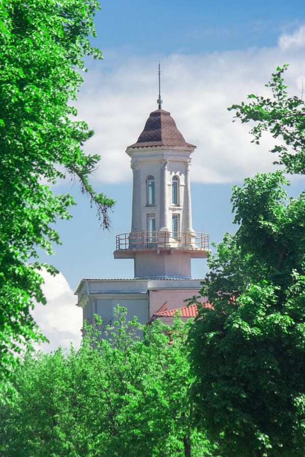 A Small Turret with a Spire and an Empty Panoramic Terrace Around the ...