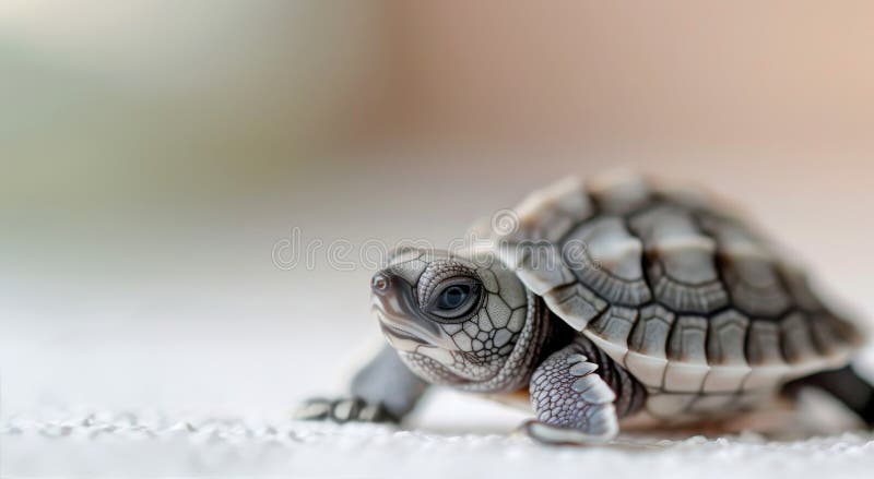 Small Turtle Crawling on a Surface in Soft Lighting Stock Image - Image ...