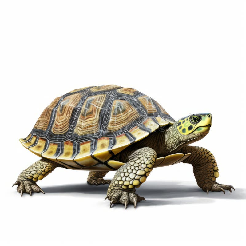 Hyper-realistic 2d Turtle Illustration on White Background Stock ...