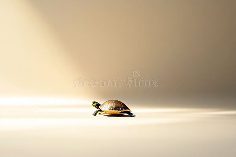 Small Turtle Walking on a Light Surface Under Soft Sunlight Stock Photo ...