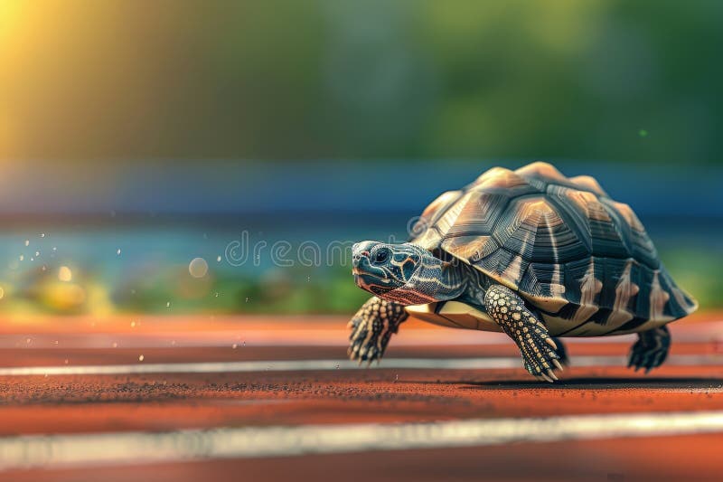 A Small Turtle is Walking on a Track with Generative AI Stock ...