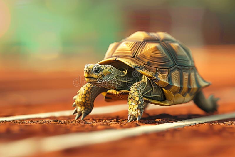 A Small Turtle is Walking on a Track with Generative AI Stock ...
