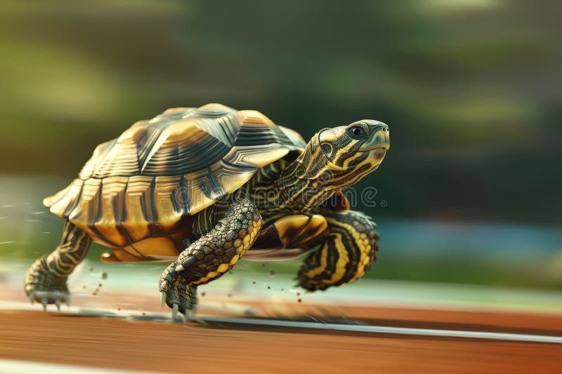 A Small Turtle is Walking on a Track with Generative AI Stock ...