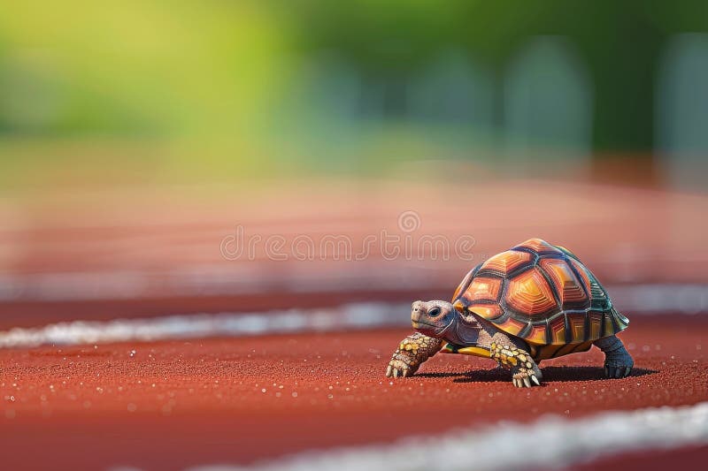 A Small Turtle is Walking on a Track with Generative AI Stock ...