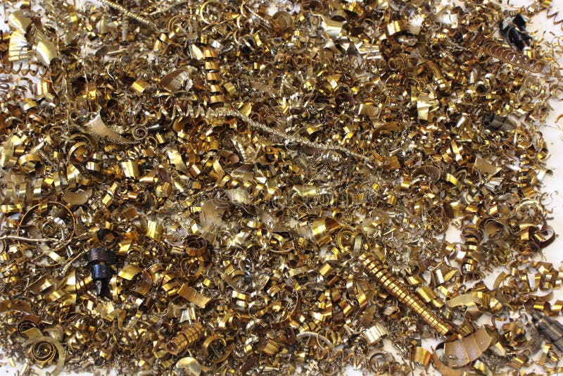Brass Waste from the Lathe. Stock Image - Image of shave, melt: 30204027