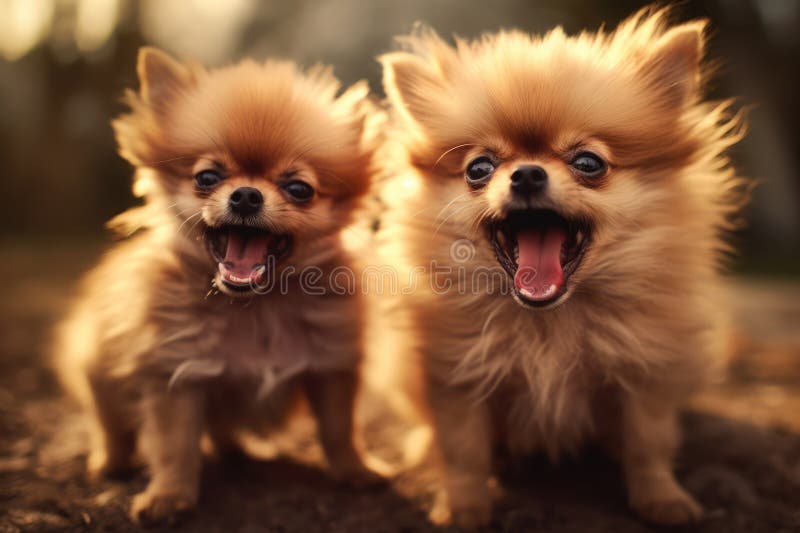 Small Two Chihuahua Angry Dogs on Blurred Background Created Using ...