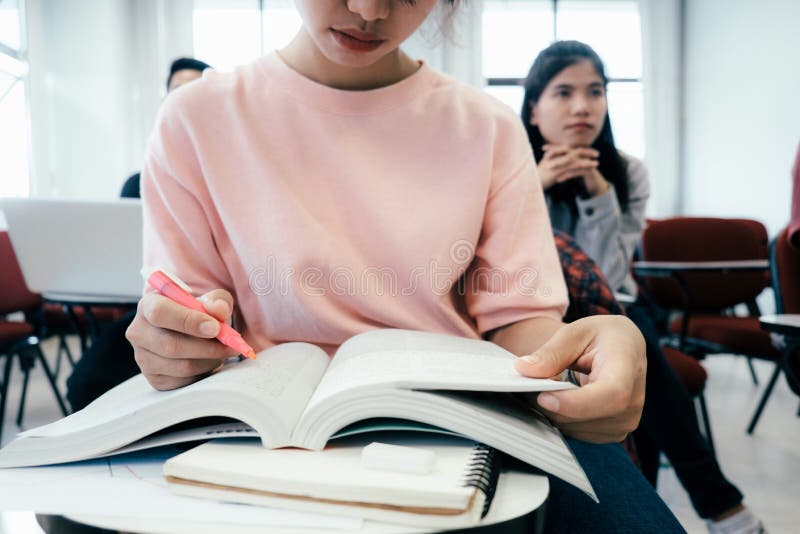 Small University Students Group Study and Discussion Together. Stock ...