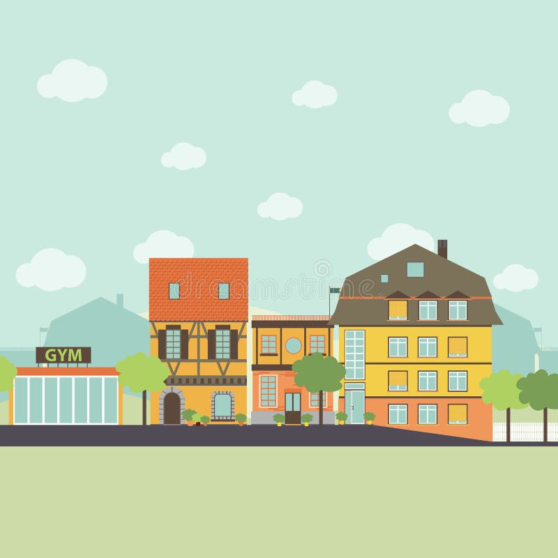 Town Street Life Stock Illustrations – 10,897 Town Street Life Stock ...