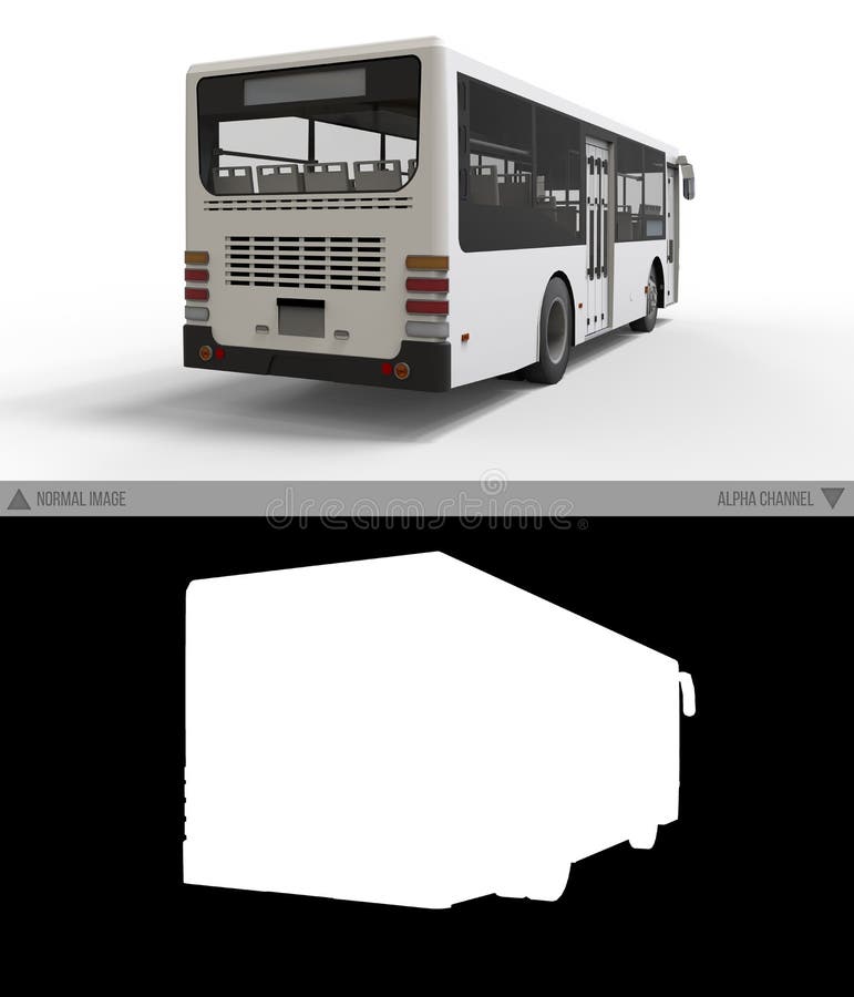 Small Urban White Bus on a Background with Separate Alpha Channel. 3d ...