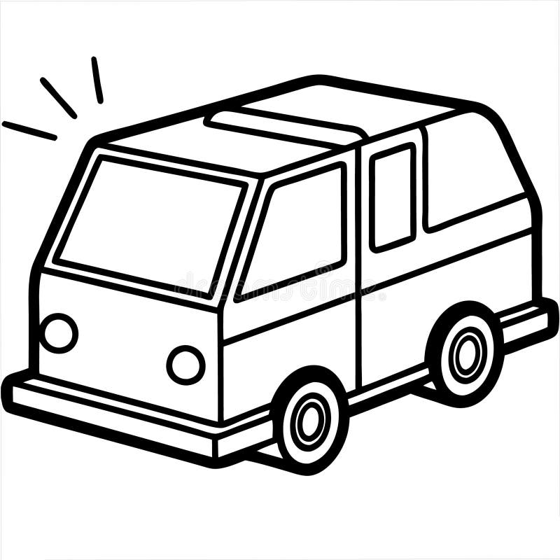 Small Van for Garbage Disposal Vector Art Illustration Stock Vector ...