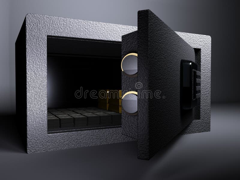 Open Safe with Money stock illustration. Illustration of theft - 1645794