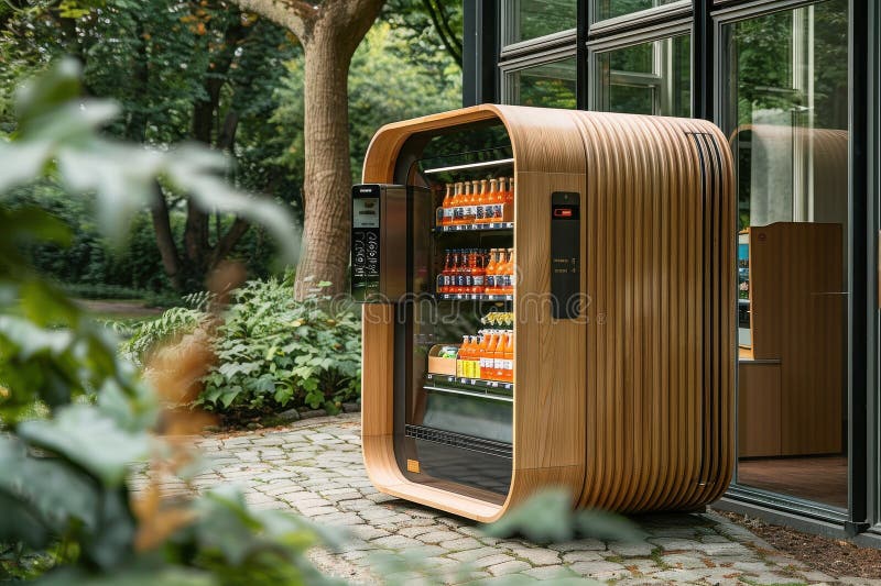 A Small Vending Machine with a Few Drinks Inside Stock Photo - Image of ...