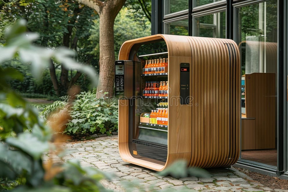 A Small Vending Machine with a Few Drinks Inside Stock Photo - Image of ...