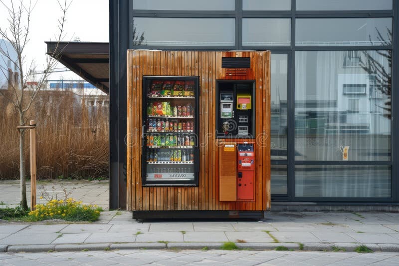 A Small Vending Machine with a Few Drinks Inside Stock Photo - Image of ...