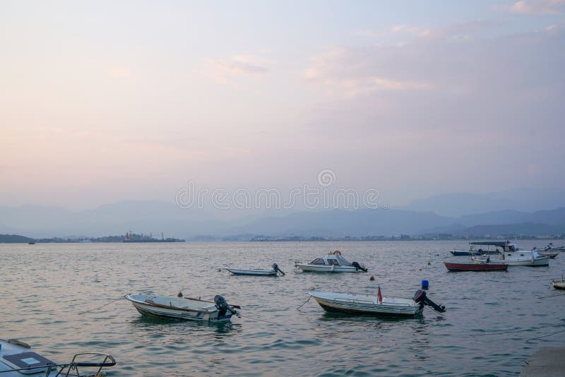 Empty boat in the sea editorial photo. Image of beatiful - 127586551