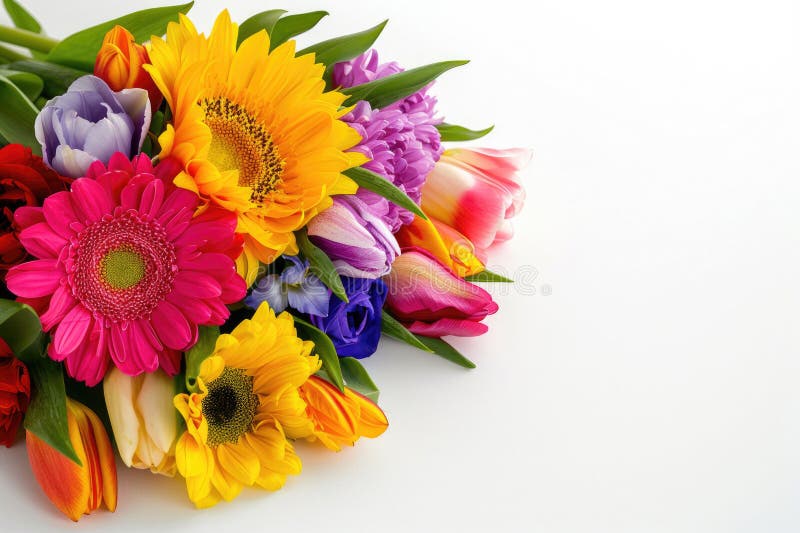 Small Vibrant Flower Bouquet with Empty Space on the Right Stock ...