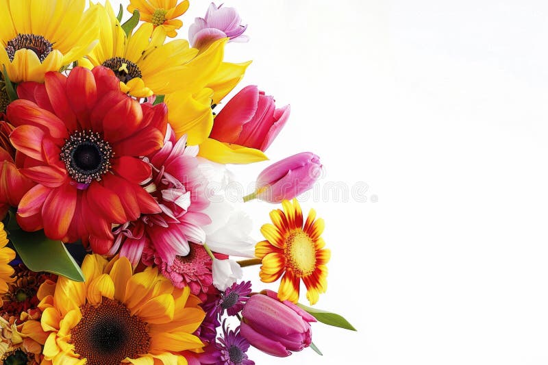 Small Vibrant Flower Bouquet with Empty Space on the Right Stock ...